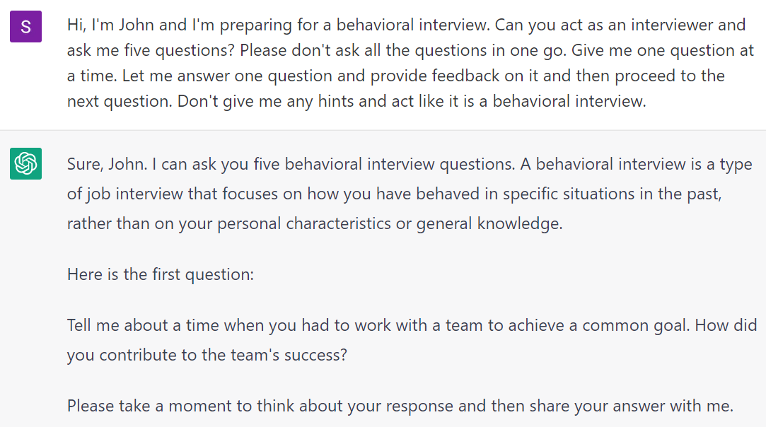 How to use ChatGPT to Prepare for Behavioral interviews